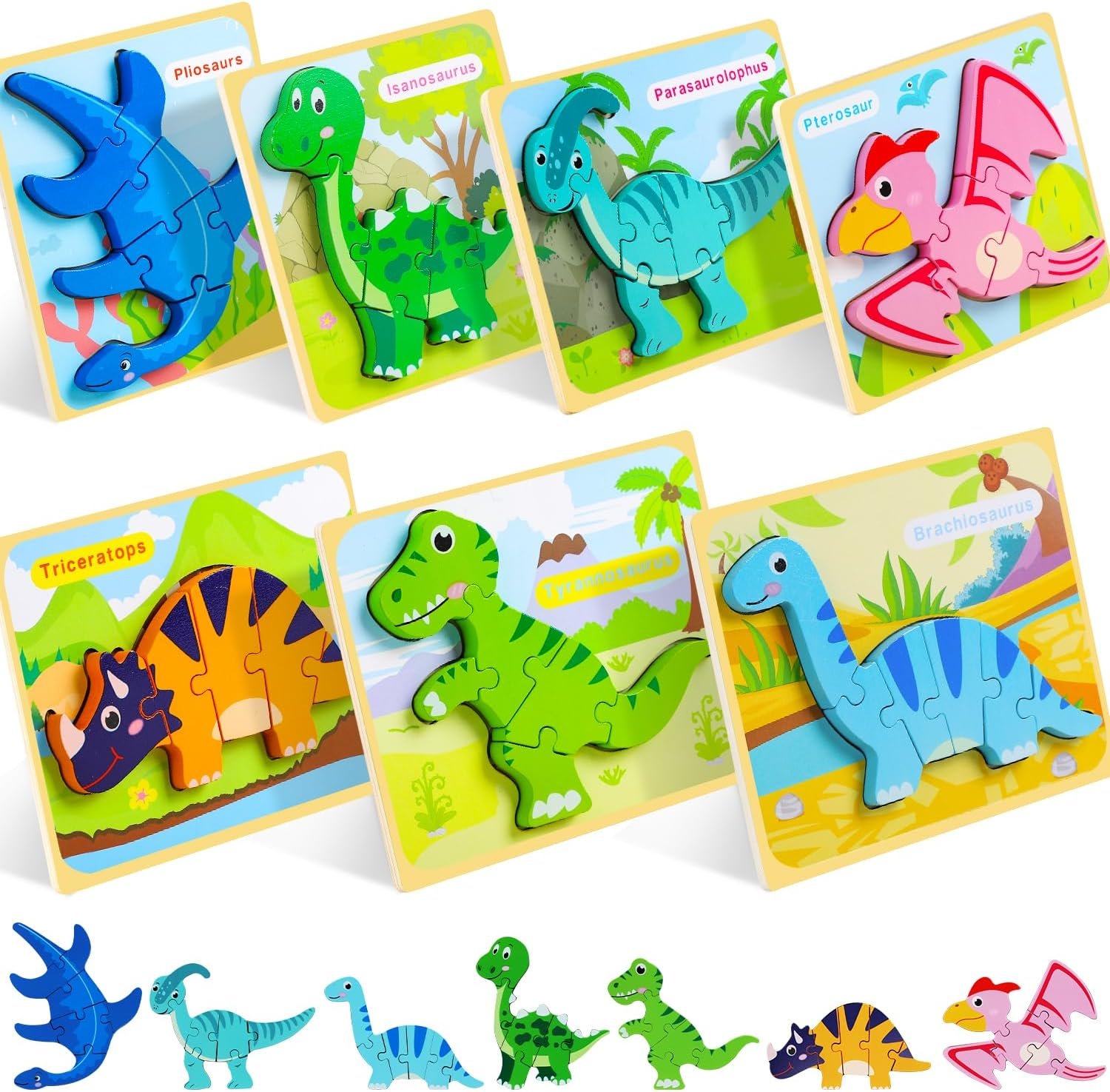 Toddler Puzzles Ages 2-4, Wooden Puzzles for Toddlers 1-3, 7 Piece ...